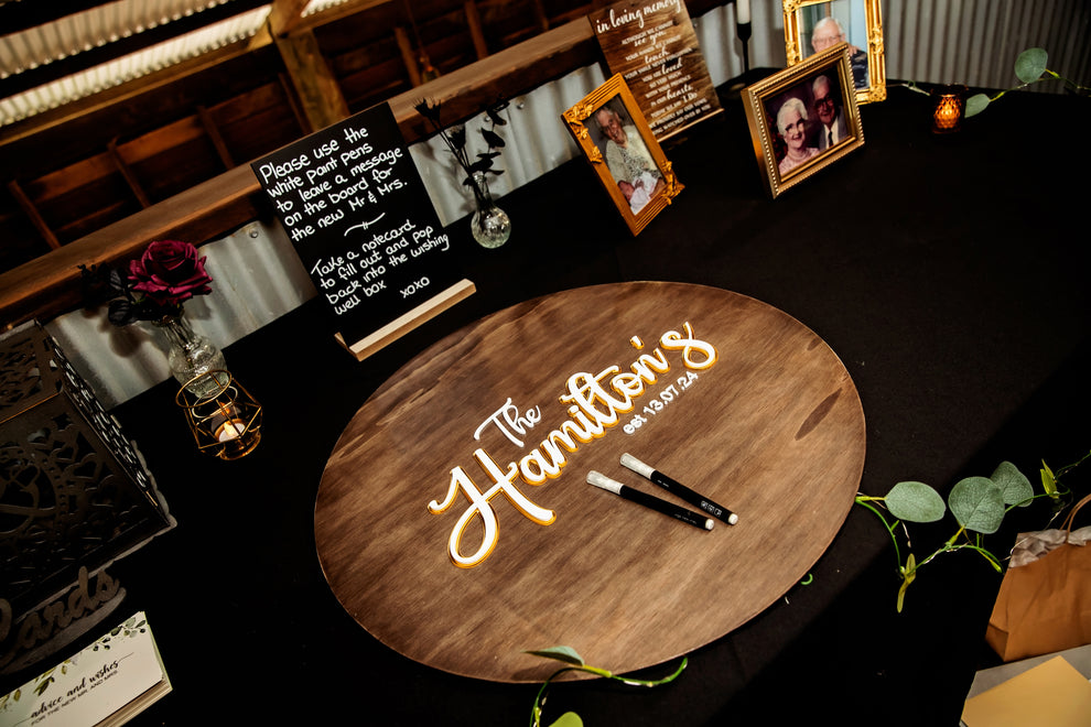 Round Wood Signing Board – Western Oak & Co